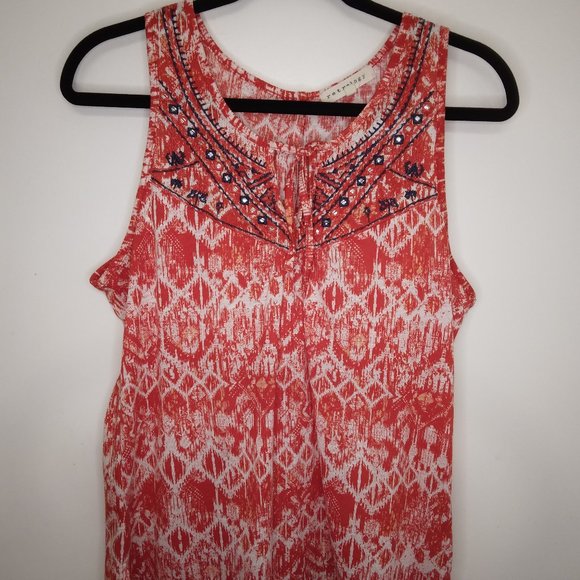 retrology | Tops | Retrology Red White Sleeveless Tank Top With Blue ...